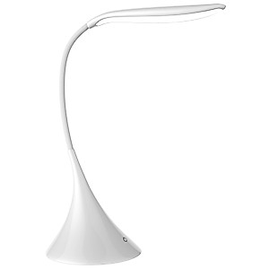 Amtone LED Swan Light Desk and Table Lamp, Flexible Gooseneck, USB and Battery Operated, 3 Way Touch Dimmer, 120 Lumens, White - Ideal for Reading, Writing, Studying and Crafts
