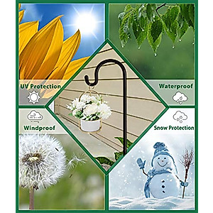 Artibear Adjustable Outdoor Shepherd Hook Stand with 5 Prong Base, 108 Inches Tall 3/5 in Thick, Shiny Black (1 Packs)