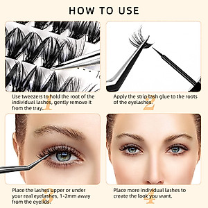 QUEWEL Cluster Lashes 240Pcs Individual Lashes 30D+40D C Curl Mix8-14mm Lash Extensions Clusters Lashes Soft&Natural False Eyelashes Individual DIY Eyelash Extension at Home(30D+40D C MIX8-14)