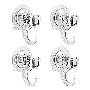 Quntis Suction Cup Hooks 4 Packs, Clear Wreath Hanger Heavy Duty Window Suction Cups with Hooks Waterproof Vacuum Shower Suction Cup Hooks for Bathroom, Towel, Shower Wall, Tile, Glass, Door, Camper