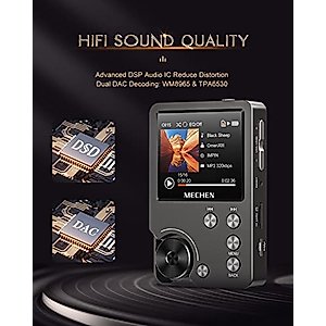 MP3 Player, MECHEN Lossless DSD High Resolution Portable Digital Audio Music Player with 64GB Memory Card, HiFi Lossless Audio Player，Support up to 256GB