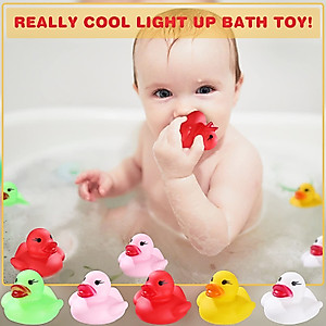12 Packs Light up Rubber Ducks Glow Bath Toys Flashing Ducks for Bath for Teens on Birthday Easter Christmas Shower Pool Bath Toys Preschool Bathtub Bathroom (Cute Color)