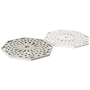 Mintrico Silicone Trivet Mat Pad for Hot Dishes Set of Two (White & Grey Octagon)…