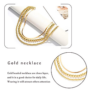Sixexey Gold Beaded Necklace Layered Necklaces Beads Ball Chain Necklace Jewelry for Women