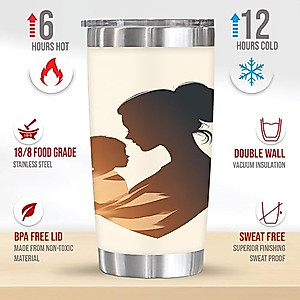 FOCIUZTA 20oz Maternal Silhouette Design Tumbler with lid, Travel Coffee Cup, Ideal for Easter, Mother Day, and birthday gifts