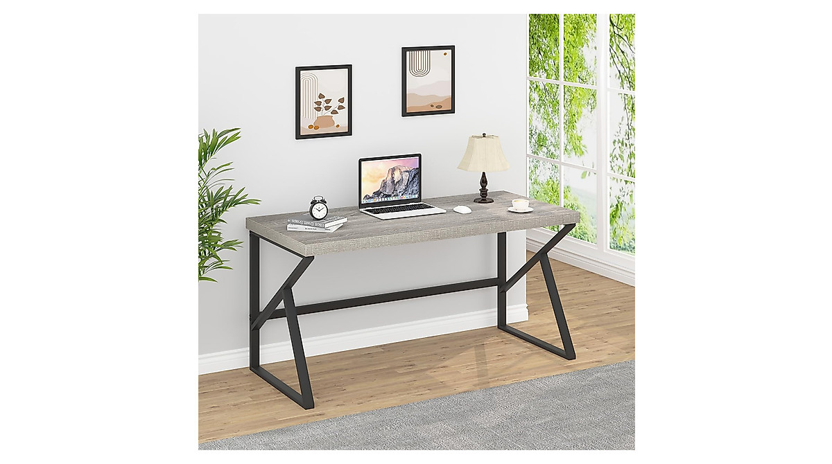 HSH Gray Computer Desk - Modern Industrial Home Office Desk