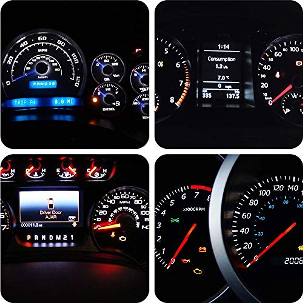 BlyilyB 10-Pack T5 37 74 LED Bulb With Twist Lock Socket PC74 PC37 Dashboard Instrument Panel Gauge Cluster Light