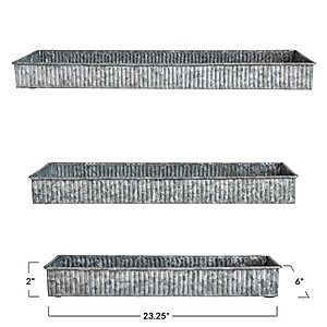 Creative Co-Op Metal Nesting, Set of 3 Sizes, Antique Galvanized Finish Decorative Tray, Silver