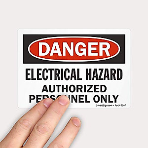 SmartSign - U9-1742-ND_3.5x5 "Danger - Electrical Hazard, Authorized Personnel Only" Label | 3.5" x 5" Laminated Vinyl Black/Red on White