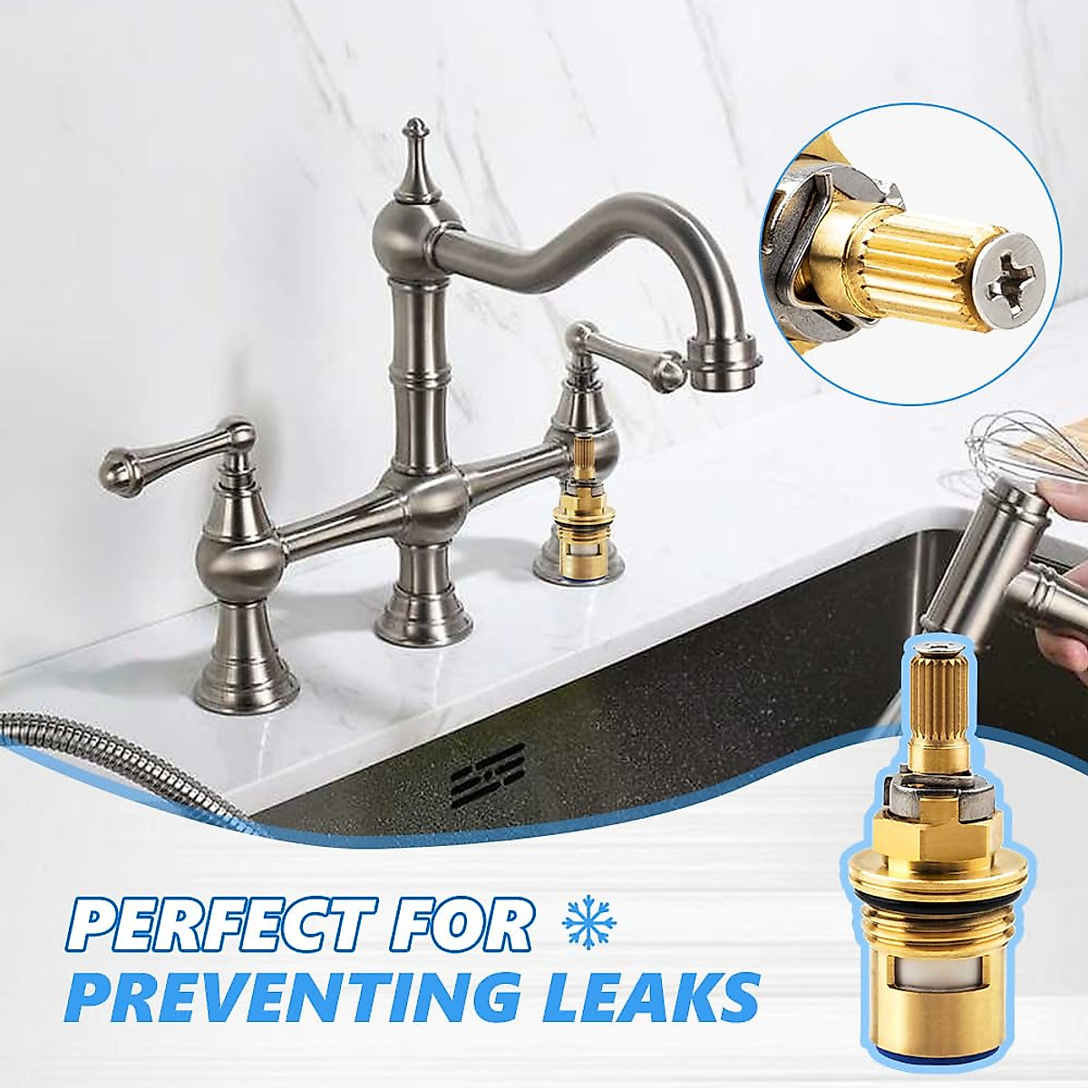 Ceramic Valve for Kohler K-GP77006-RP Faucet Cartridge, Cold Water Cartridge Replacement, One Size, Brass