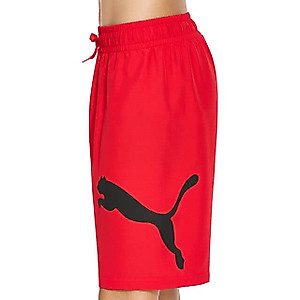 PUMA Boys' Big Cat Swim Trunks, High Risk Red, Small