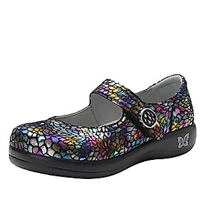 Alegria Kourtney Mary Jane Women's Comfort Shoes Minnow Rainbow Vegan Leather 7-7.5 Wide Width US