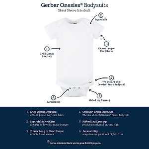 Gerber Baby 5-Pack Solid Onesies Bodysuits, Blue, 0-3 Months