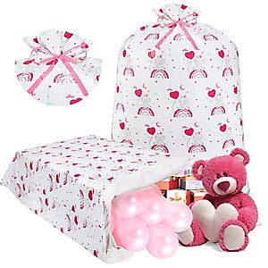 kamachic 2 Pcs Extra Large Baby Shower Plastic Gift Bags 56 inches, Jumbo Gift Bags Baby Elephant Design With Ribbon, for Giant Gifts, Wrapping Paper Boy, Bridal Shower, Birthday Party