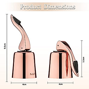 OWO Wine bottle Stopper, Wine Saver with Silicone, Decorative Wine Preserver, Wine Toppers Stopper,Reusable Wine Cork Keeps Wine Fresh（Goldrose, 2 Pack)