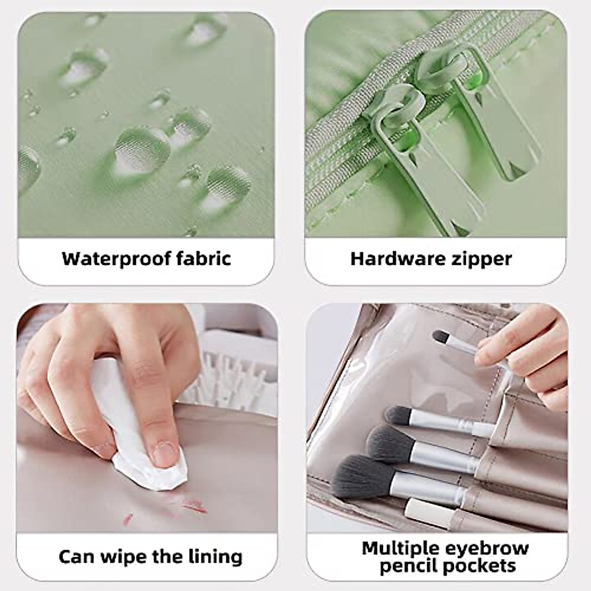 Didida 3 Pcs Makeup Bag Waterproof Cosmetic Bag for Women Travel Toiletry Bag Large Travel Makeup Case Multifunction Organizer Make Up Bag Brush Bags Reusable Toiletry Bag for Girls,green