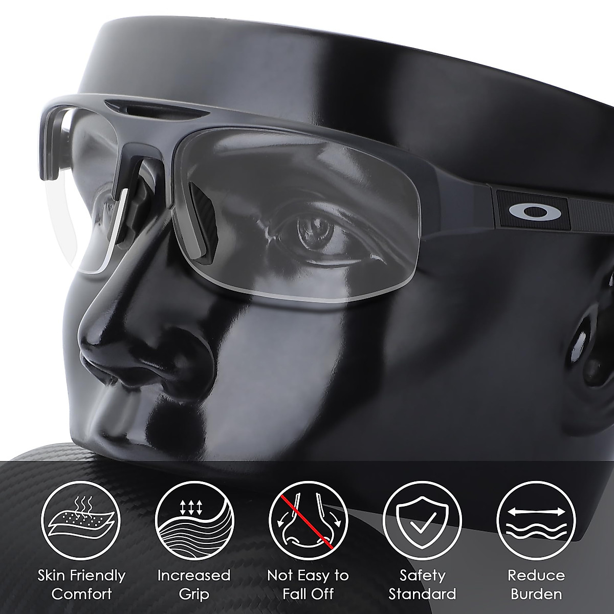 BLAZERBUCK Replacement Nose Pads Nose Piece for Oakley Mercenary OO9424 Sunglasses - Standard Black + Low Bridge Black