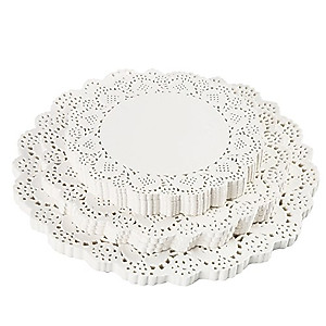 DECORA 180 Pieces White Round Paper Lace Doilies for Party or Wedding Tablewear Decoration 6.5inch,8.5inch,10.5inch