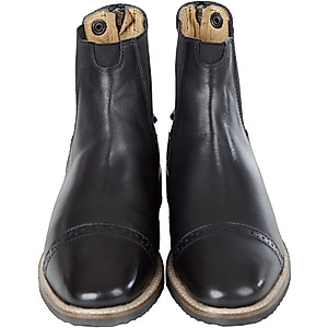 Huntley Equestrian Ladies Paddock Boot Premium European Leather With Classic Italian Burnish Finish YKK Zipper, Black, 10