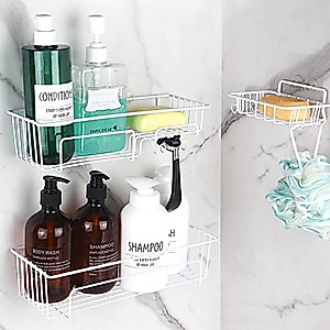 Liangding Shower Caddy 3-Pack Shower Shelf Organizer Stainless Steel Adhesive Kitchen Storage Shelves Rack with Soap Dish Razor Wall Mounted Bathroom Shower Storage Shelves for Inside Shower