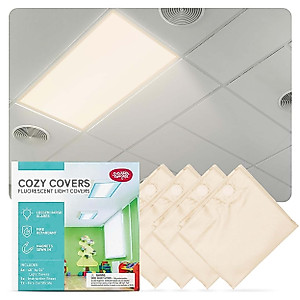 Fluorescent Light Covers,Fluorescent Light Covers for Ceiling Lights, Classroom, Office, or Light Covers Fluorescent Filter- Eliminates Flicker & Glare - 48" by 24" (4 Pack, Off White)
