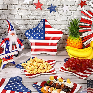 Sunnyray Patriotic Christmas Paper Plates 9 Inch Dessert Star Shape Plates Disposable American Flag 4th of July Tableware USA Star Serving Trays for Cookies Barbecue Picnic (Pentagram,100 Pcs)