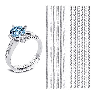 Invisible Ring Size Adjuster 2 Sizes of 12 Packs, Silicone Ring Size Adjuster for Loose Rings,for Men and Women,Spiral Silicone Tightener Fits Most Round Rings(6+6)