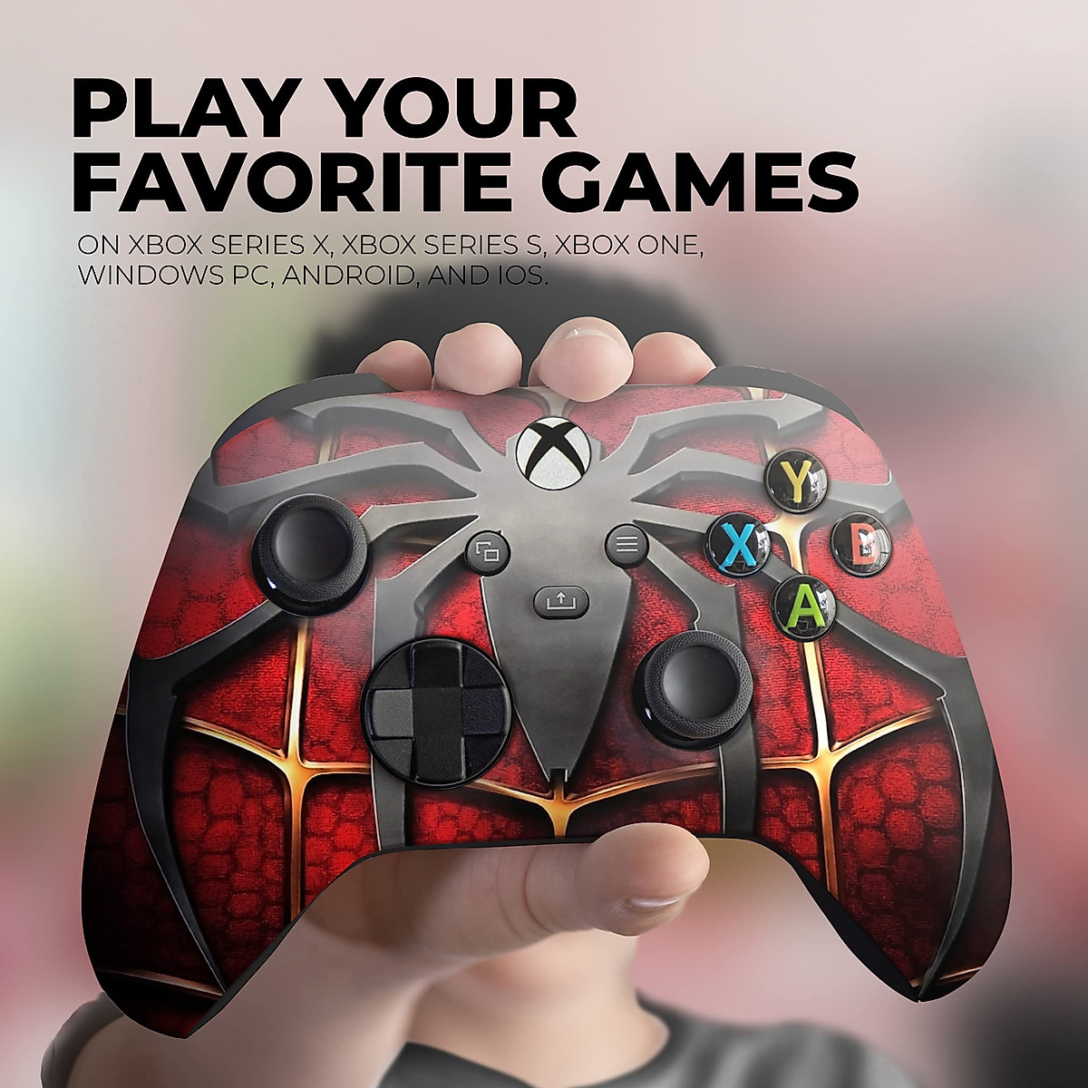 Spider-Man Red Custom X-Box Controller Wireless Compatible with X-Box One/X-Box Series X/S by DreamController | Proudly Customized in USA with Permanent Hydro-DIP Printing (NOT JUST A Skin)