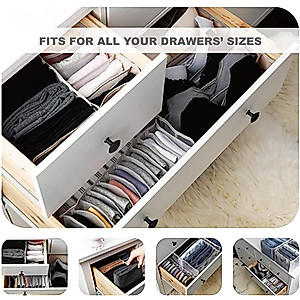 PACKLINER - Pack of 6 Wardrobe Clothes Organizer (Grey) - Foldable Clothes Organizer - An Ideal Washable Drawer Organizers for Clothing Mesh Clothes, Jeans, T-Shirts & Much More