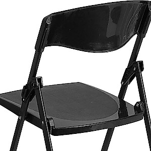 Flash Furniture 6 Pack HERCULES Series 500 lb. Capacity Heavy Duty Black Plastic Folding Chair with Built-in Ganging Brackets