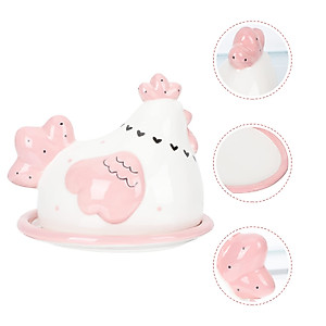 Cabilock Chicken Butter Dish with Lid Animal Covered Butter Dish Ceramic Butter Keeper Butter Container Butter Box for Kitchen Countertop