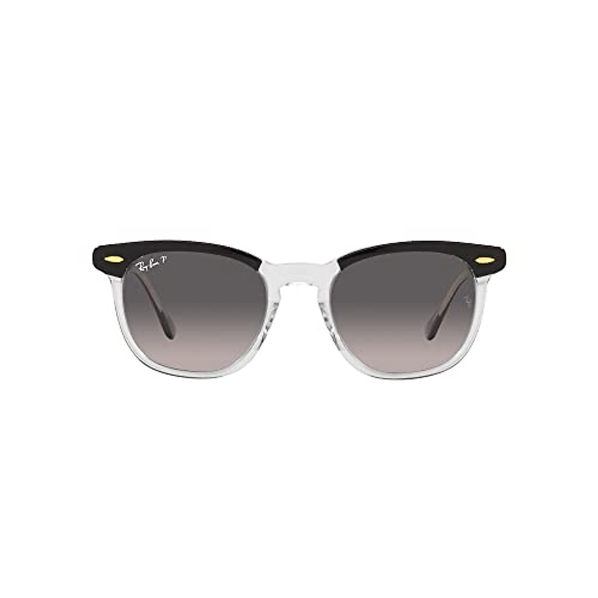 Ray-Ban RB2298F Hawkeye Low Bridge Fit Square Sunglasses, Black On Transparent/Grey Gradient Polarized, 54 mm