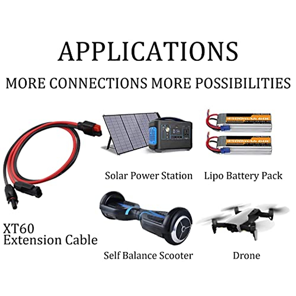 HCFeng 10AWG( M-C-4 )Connector to (an-der-Son )Female Power Solar Panel Cable Connector, Solar Connector to Ads Port Adapter for Goal Zero Yeti Portable Outdoor RV/Van Camping[60cm/2ft]