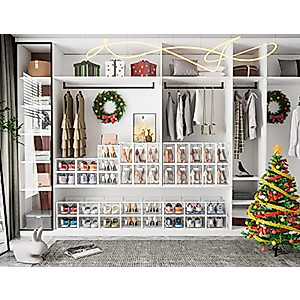 SIMPDIY Shoe Box, 12 Pack Shoe Storage Boxes Clear Plastic Stackable, Shoe Organizer Containers with Lids for Size 10