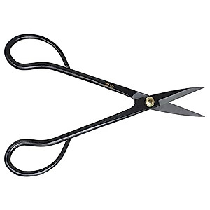 KAKURI Satsuki Bonsai Scissors 7" (180 mm) Professional Bonsai Tool, Japanese Carbon Steel, Black, Made in JAPAN