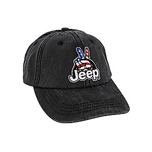 Jeep Wave USA Chino Twill Patch Garment Washed Hat Black