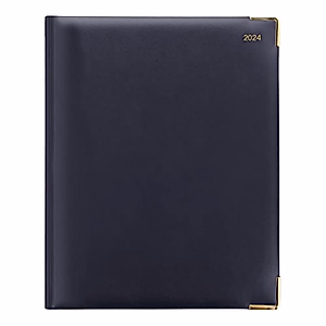 Letts of London Classic Weekly Planner, 12 Months, January to December, 2024, Appointments, Gold Corners, Quarto Size, 10.25" x 8.25", Blue (C32YBE-24)