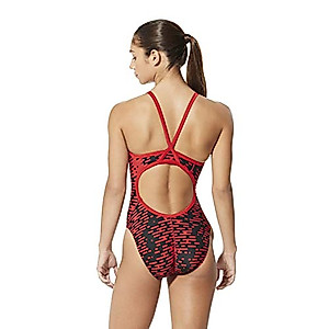 Speedo Women's Swimsuit One Piece Prolt Flyback Printed Adult Team Colors Modern Speedo Red, 26
