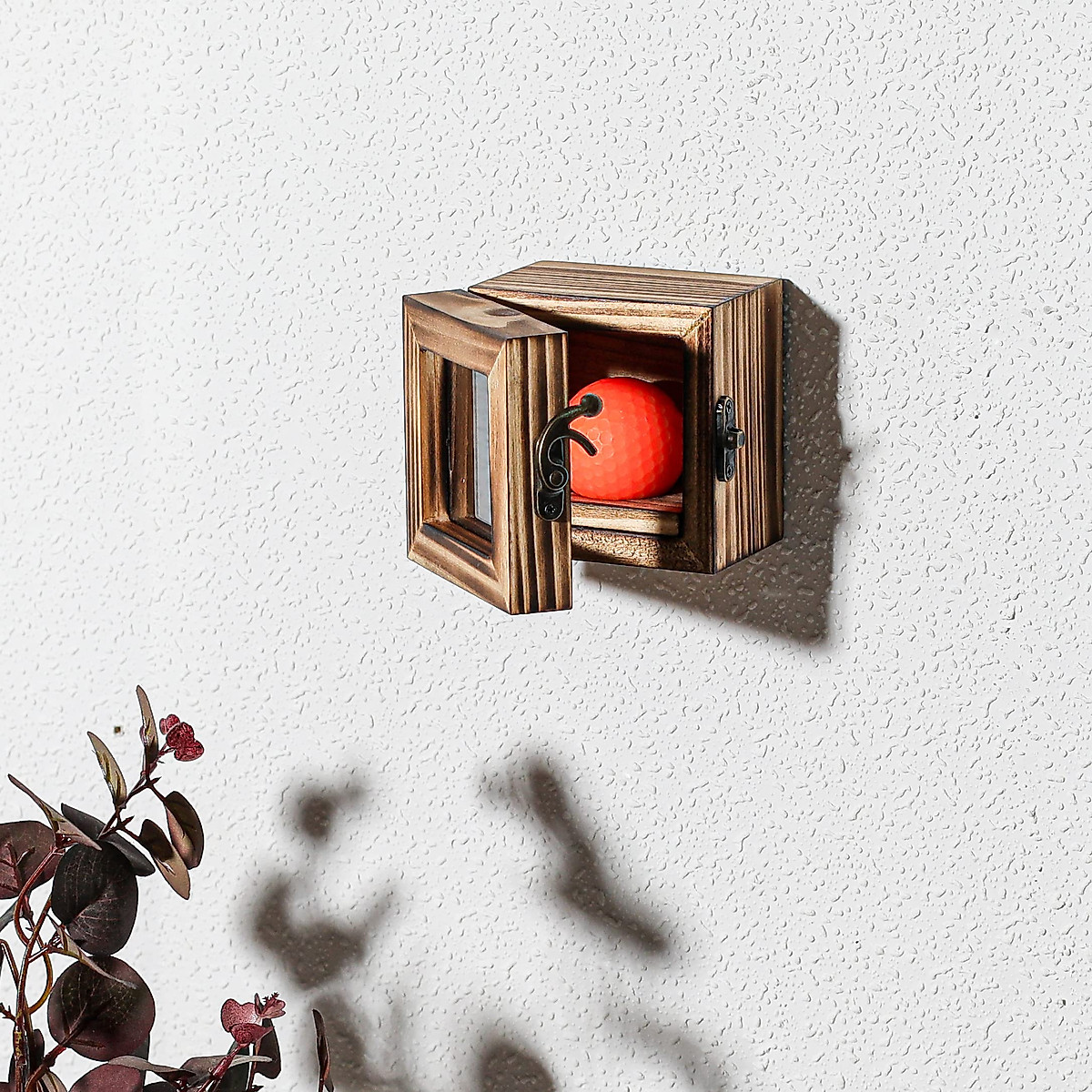 Freezing point Golf Ball Display Case Hole in One Golf Ball Small Wood Shadow Box Wall Rack Holder Golf Gifts for Kids Womens Mens