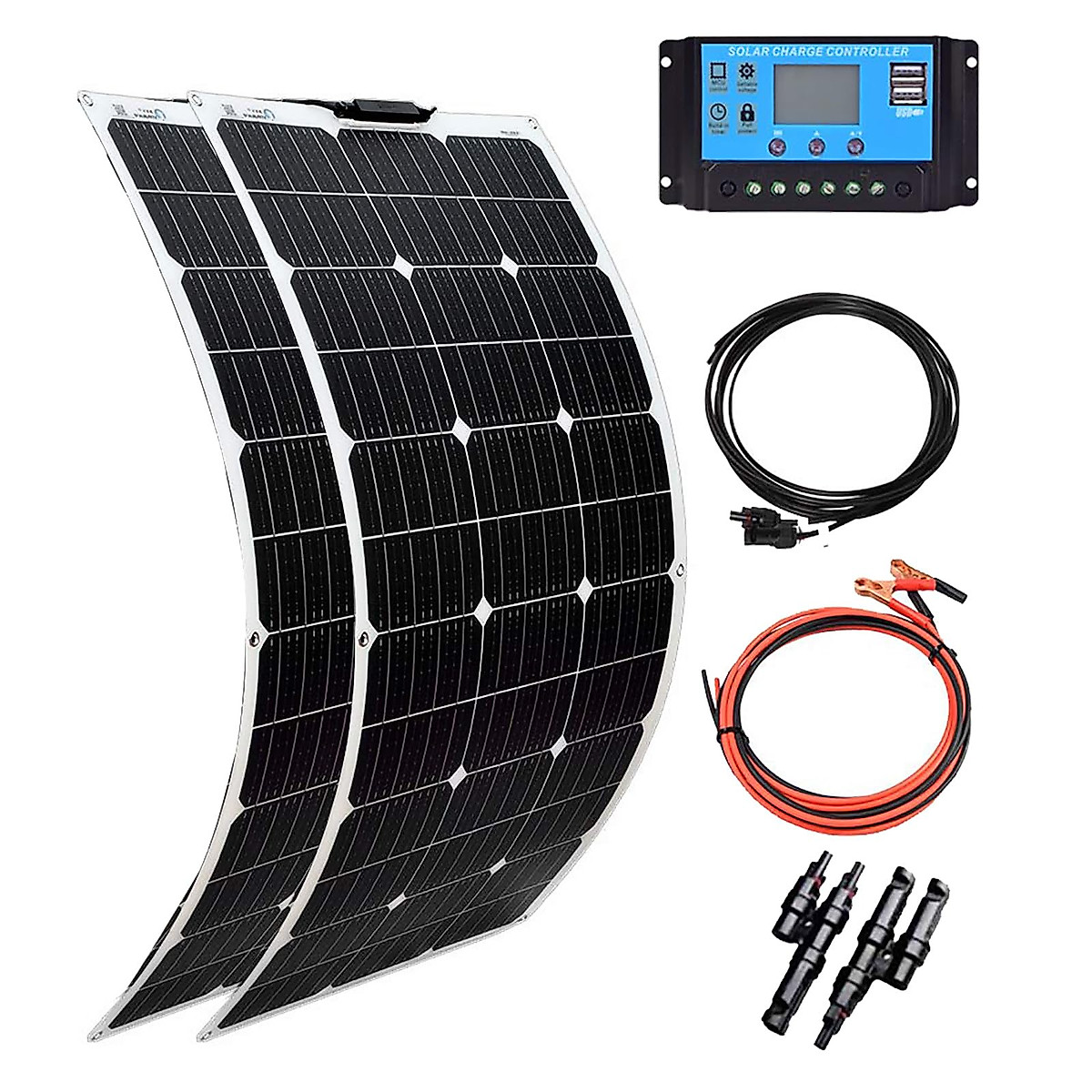 12v Flexible Solar Panel Mono Module Kit(80w/160w/240w/320w), 40a Solar Controller, 12v Battery Power Charging, For Boat, Car, Caravan,160W