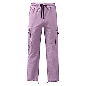 GNQCYLJ Cargo Pants for Men Relaxed Sweatpants Jogger Elastic Drawstring Hiking Pants Pants Sport Purple