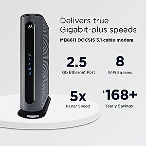 Motorola MH7601 Advanced WiFi 6 Router + MB8611 Multi-Gig DOCSIS 3.1 Cable Modem - Bundle