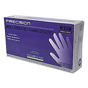 Adenna PCS775 Precision 4 mil Powder-Free Nitrile Exam Gloves, Medical Grade, Blue-Violet, Medium, Box of 100