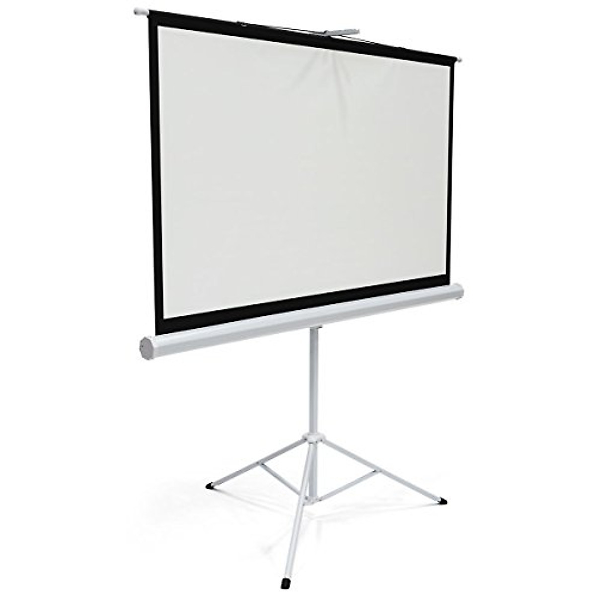 Displays2go 63 x 36 Inch Projector Screen with Height Adjustable Tripod Stand – Black (PRSTRI72)