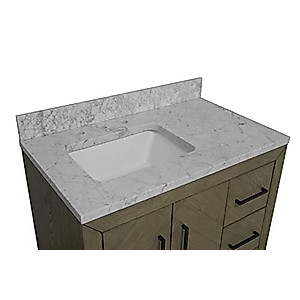 Peyton 36-inch Bathroom Vanity (Carrara/Gray Oak): Includes Gray Oak Cabinet with Stunning Carrara Marble Countertop and White Ceramic Sink