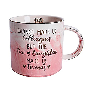Birthday Gifts for Coworker Female Friends - Best Going Away Coworkers BFF Gift for Women - Work Bestie Friend Leaving Going Away Farewell Present - Chance Made Us Colleagues - Pink 11.5oz Coffee Cup