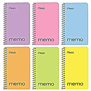 Mead Small Notebook, 12 Pack of Small Spiral Notebook, 3x5 " College Ruled Memo Book Wirebound 60 Sheets, Pastel Colors of Mini pocket memo pad in Bulk pack