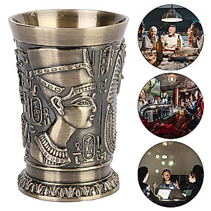 Shot Glass, Metal Vintage Egyptian Shot Glass Sun God Pattern Creative Wine Shot Glass Personalized Sip Glass Whiskey Shot Glass Metal Wine Shot Glass Bronze Whiskey Wine Cup for Home Bar