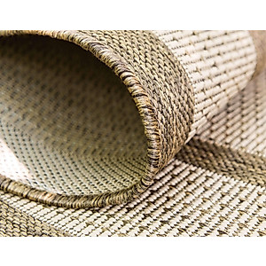 Unique Loom Outdoor Border Collection Area Rug - Border (7' 10" x 11' 4" Rectangle, Beige/ Brown)