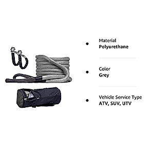 Terruva 1” x 30ft Kinetic Recovery Rope Kit - Recovery Rope - Kinetic Rope - Kinetic Tow Rope - Kinetic Rope Recovery - Perfect for ATV SUV UTV - Includes 2 Soft Shackles & Storage Bag